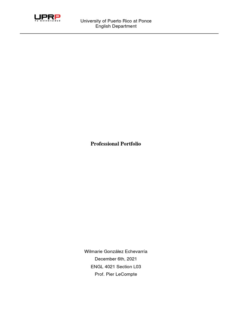 Portfolio Cover Page | PDF