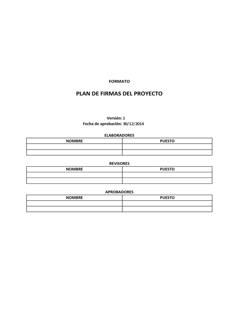 Plan de Firmas del Proyecto | PDF | Almacén | Ciencia de sistemas