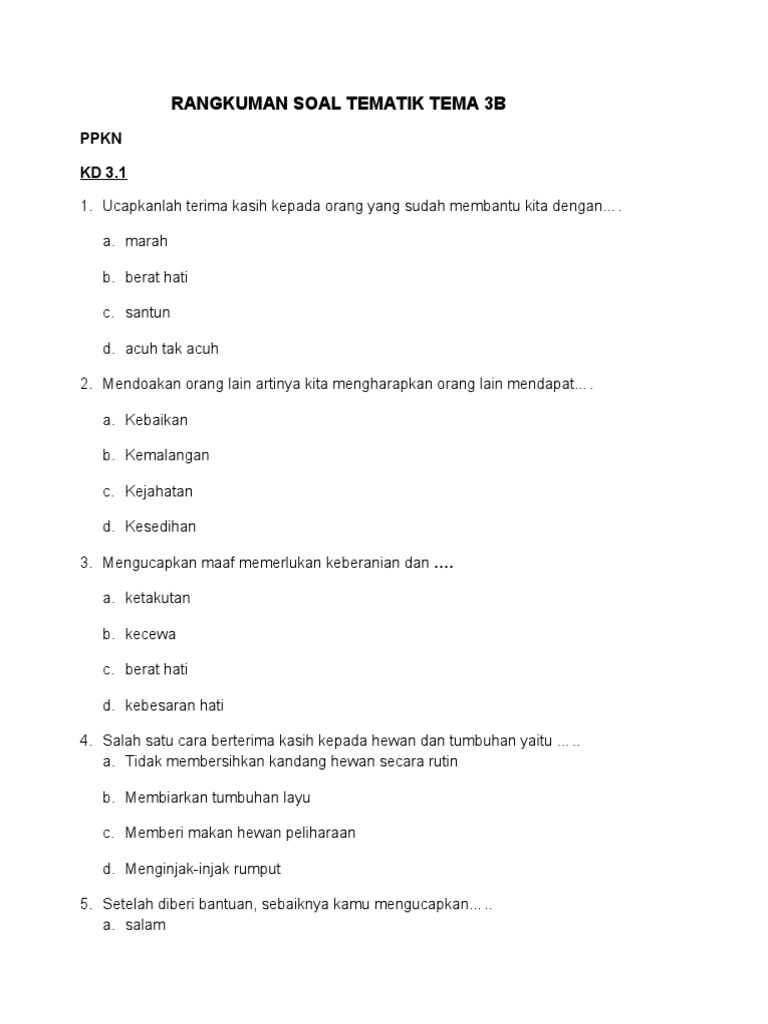 Rangkuman Soal Tema 3B | PDF