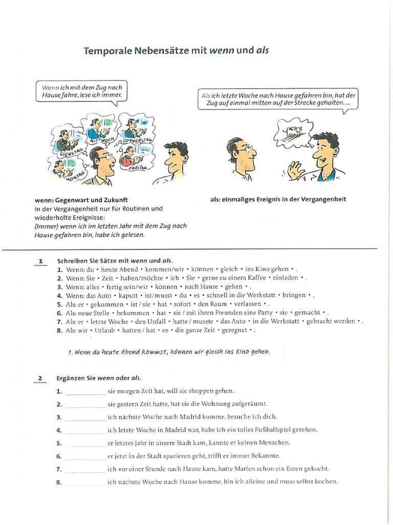8 Temporale Nebensaetze Grammatik Aktiv 1 | PDF