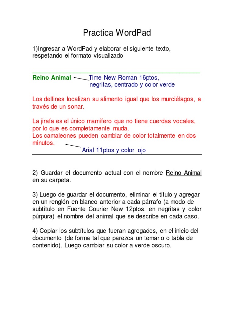 Practica WordPad | PDF