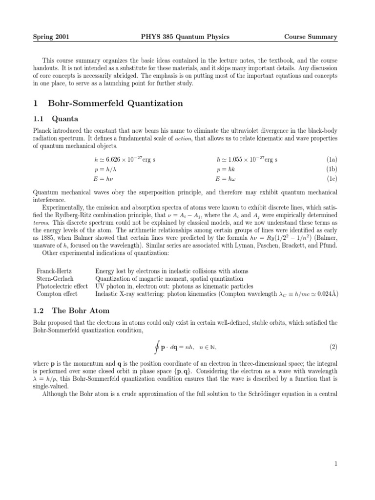 Bohr-Sommerfeld Quantization | PDF | Wave Function | Schrödinger Equation