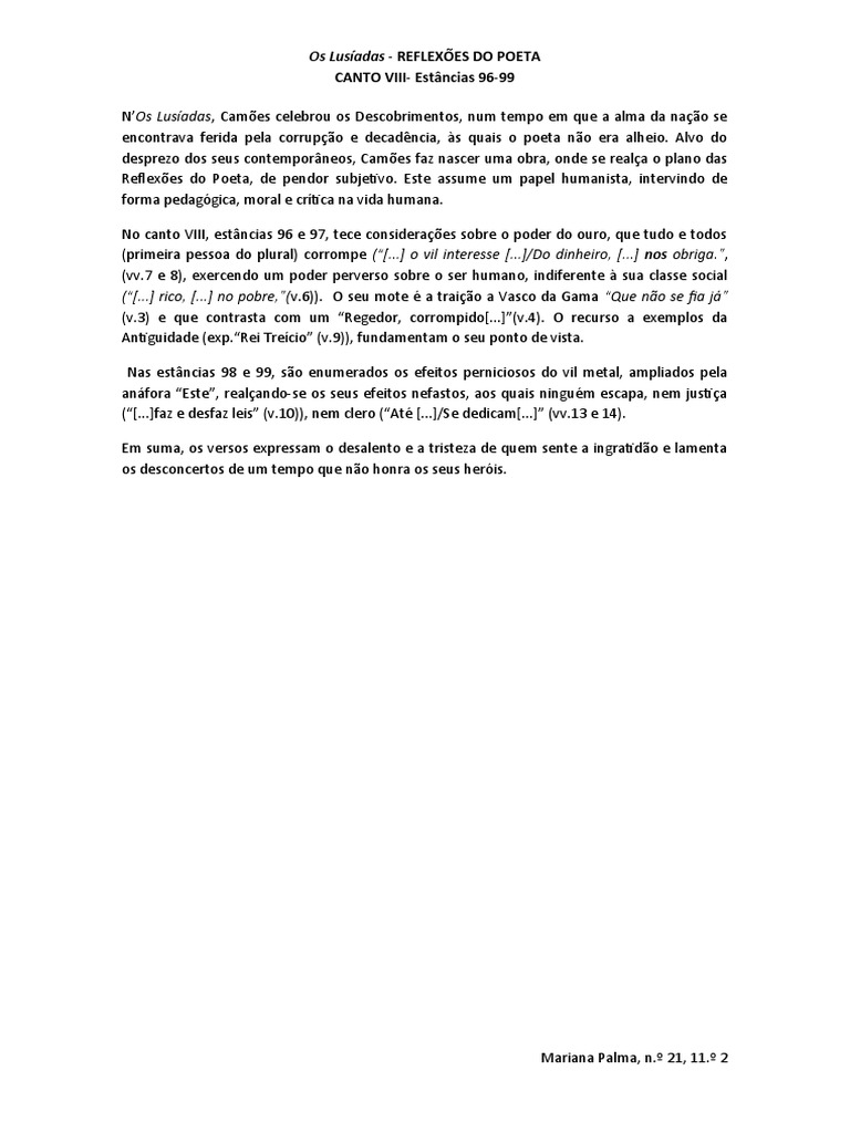 Reflexões Do Poeta-Canto VIII | PDF