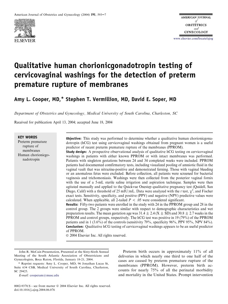 Qualitative Human Chorionicgonadotropin Testing | PDF | Preterm Birth ...