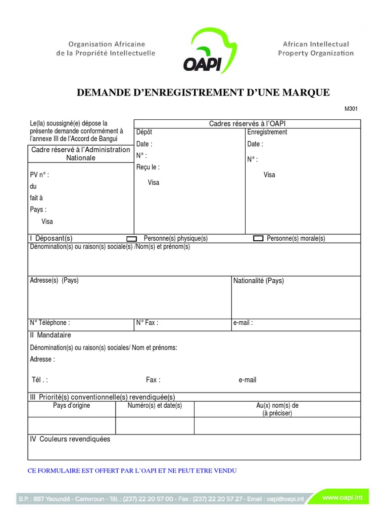 OAPI 301M Marques | PDF