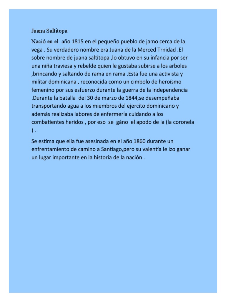 Biografía de Juana Saltitopa | PDF