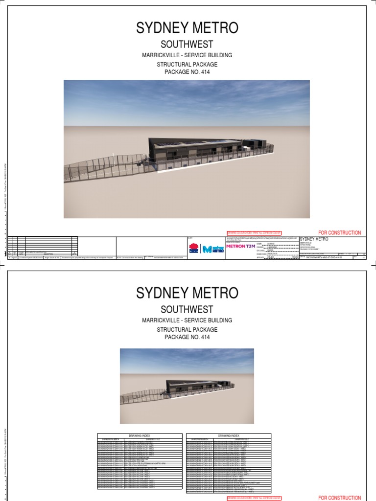 Construction Structural Drawings Combined Sydeny Metro | PDF | Concrete ...