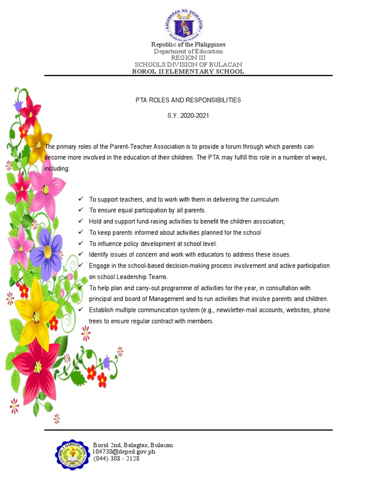 Pta Roles and Responsibilities | PDF | Board Of Directors | Policy