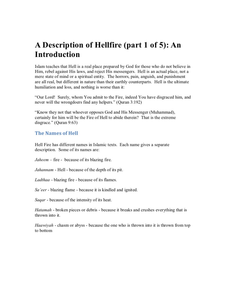 A Description of Hellfire | PDF | Kafir | Hell