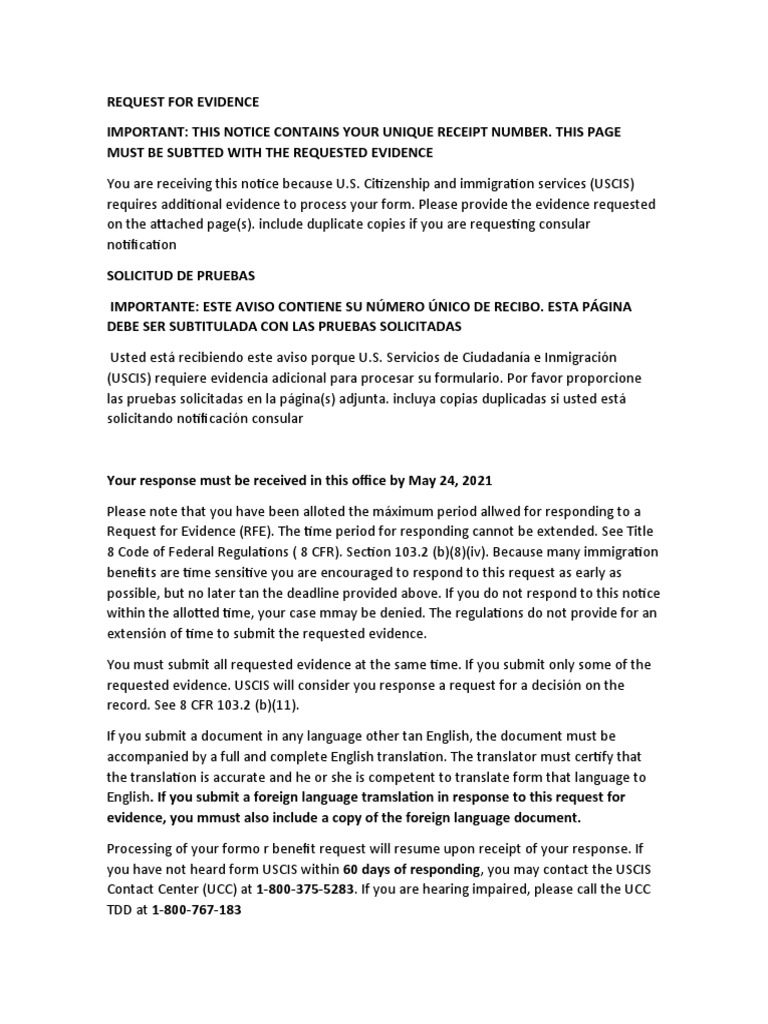 Request For Evidence | PDF | Cultural Globalization | Federal ...