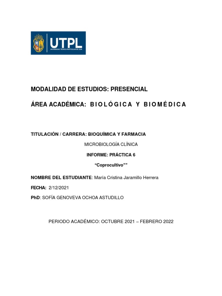 Informe Micro | PDF | Heces | Diarrea