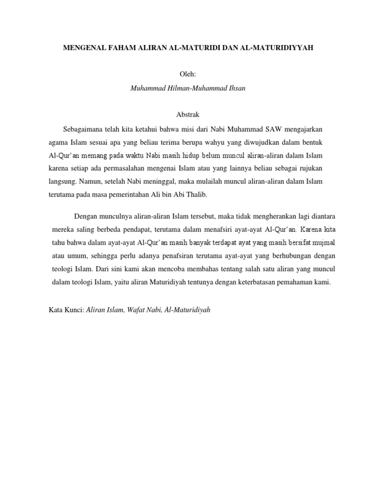 Sejarah dan Pemikiran Al-Maturidiyah | PDF