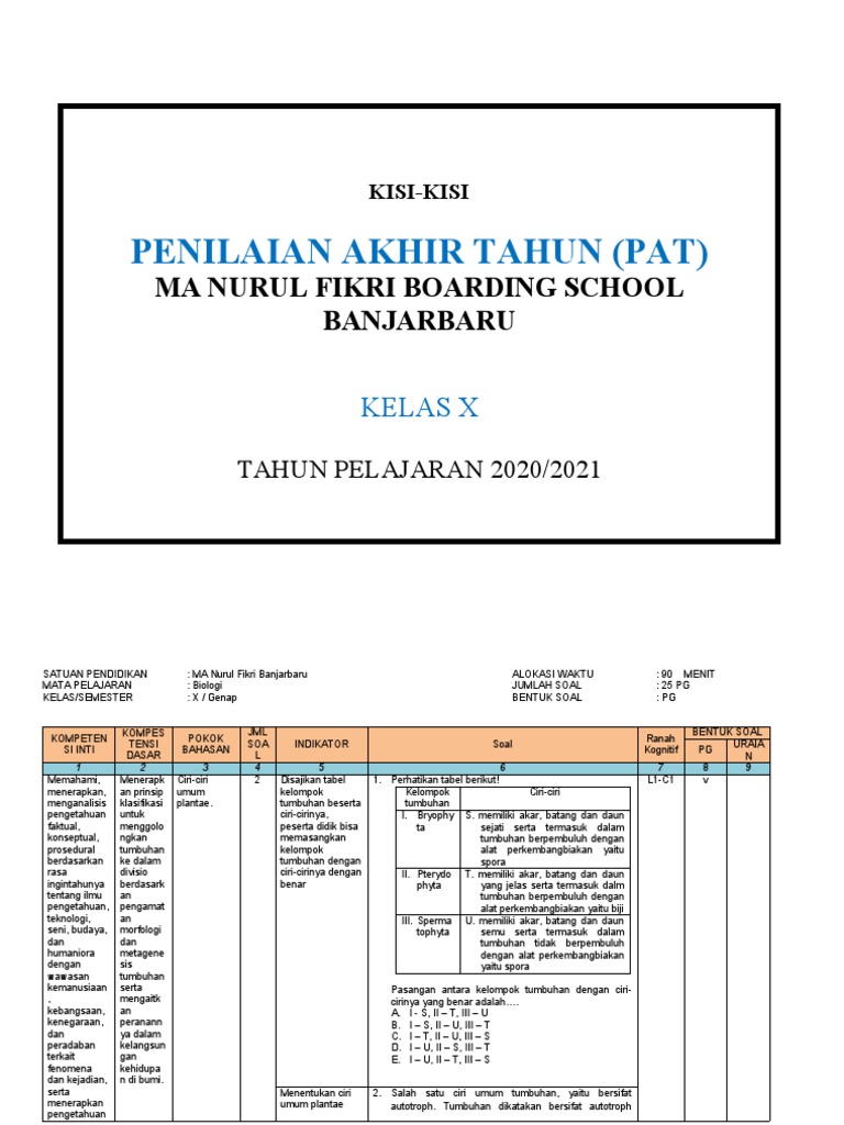 Soal Remedial Bio Kelas X | PDF