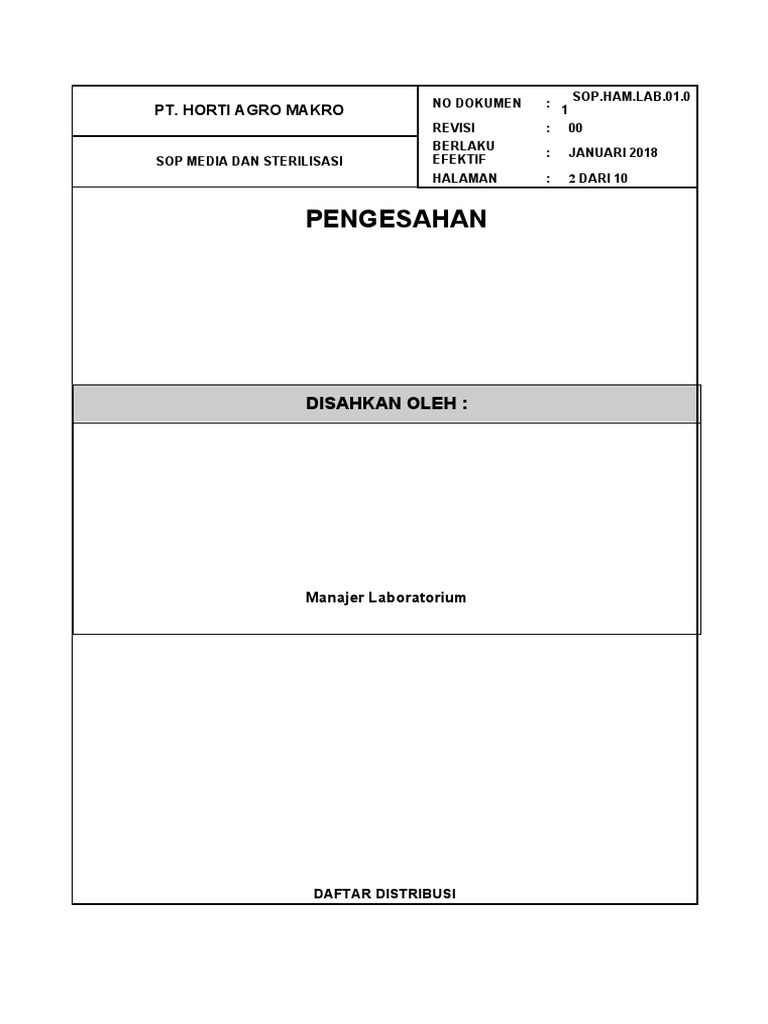 SOP - LAB.01.01 SOP MEDIA DAN STERILISASI. Edit | PDF