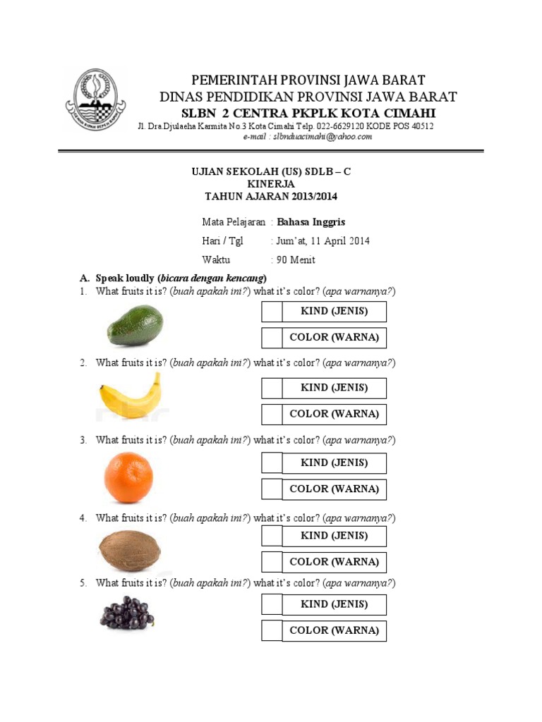 Soal Kinerja SDLB - C | PDF