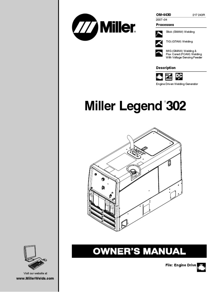 Miller Legend 302 Manual | PDF | Welding | Construction