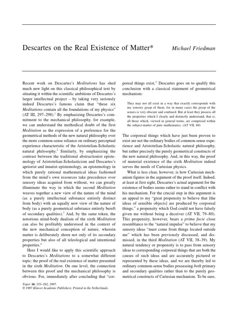 Descartes's Proof of Matter's Existence | PDF | René Descartes | Idea