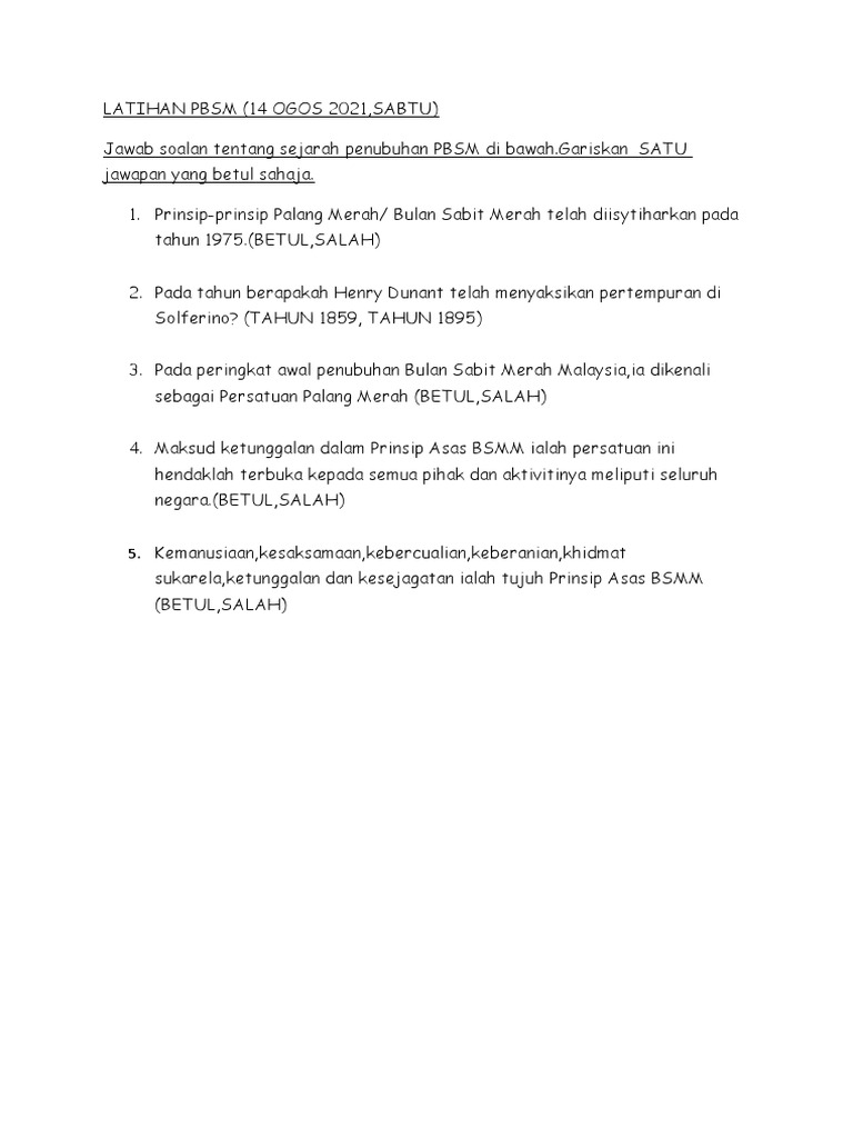 Latihan PBSM | PDF