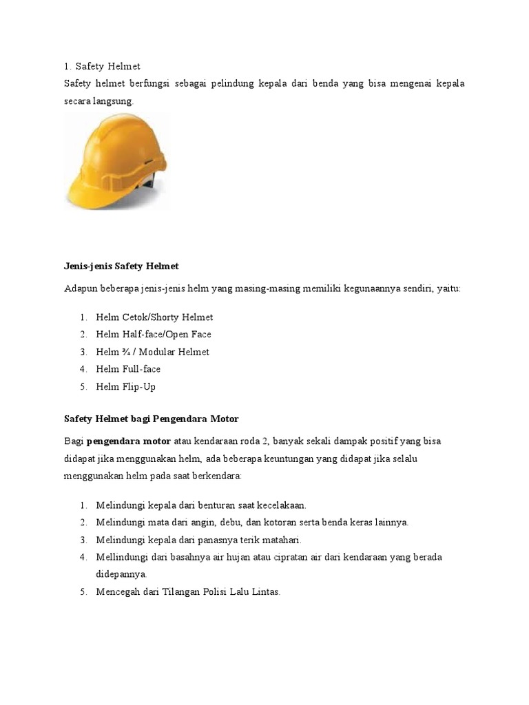 Jenis-Jenis Safety Helmet | PDF
