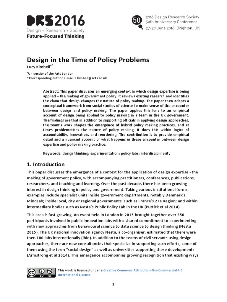 Design in The Time of Policy Problems | PDF | Expert | Design