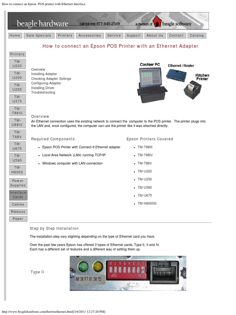 How To Connect An Epson POS Printer With An Ethernet Adapter | PDF ...