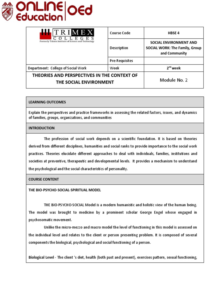 Module 2 - Theories and Perspectives Context Social Environment | PDF ...