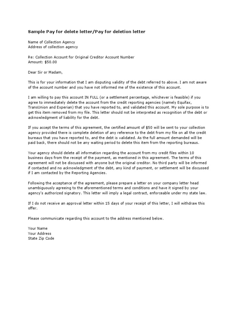 Pay for Delete Letter Template | PDF | Law