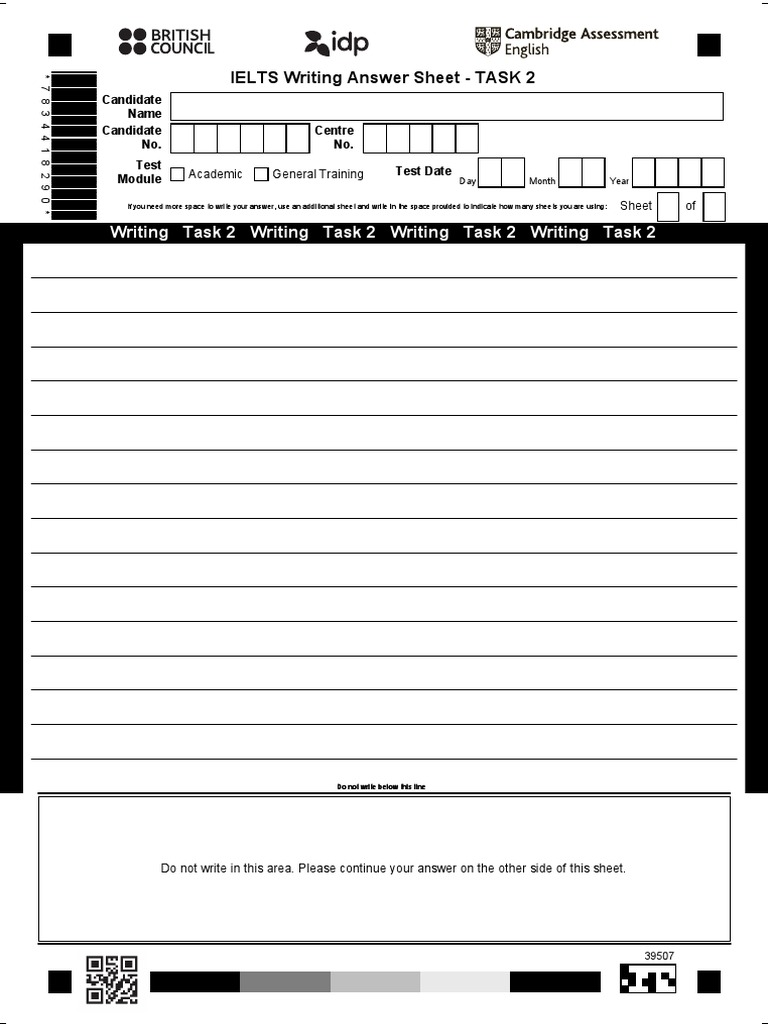 Academic Writing Answer Sheet Task 2 | PDF | Standardized Tests ...