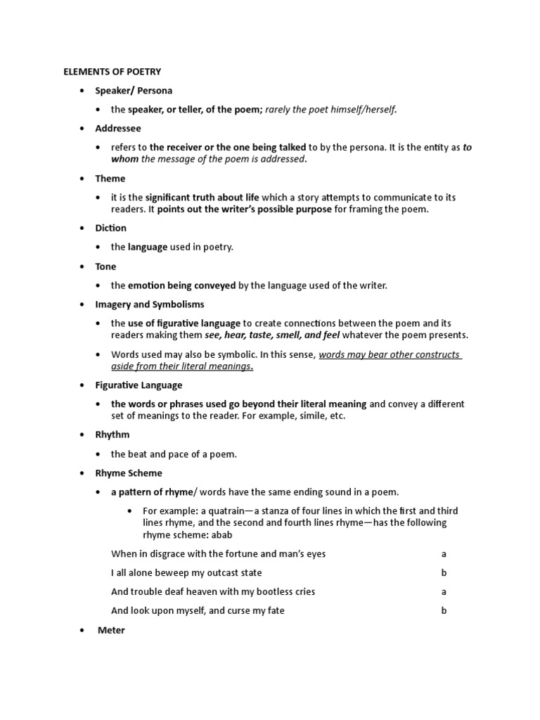 Key Elements of Poetry Explained | PDF | Poetry