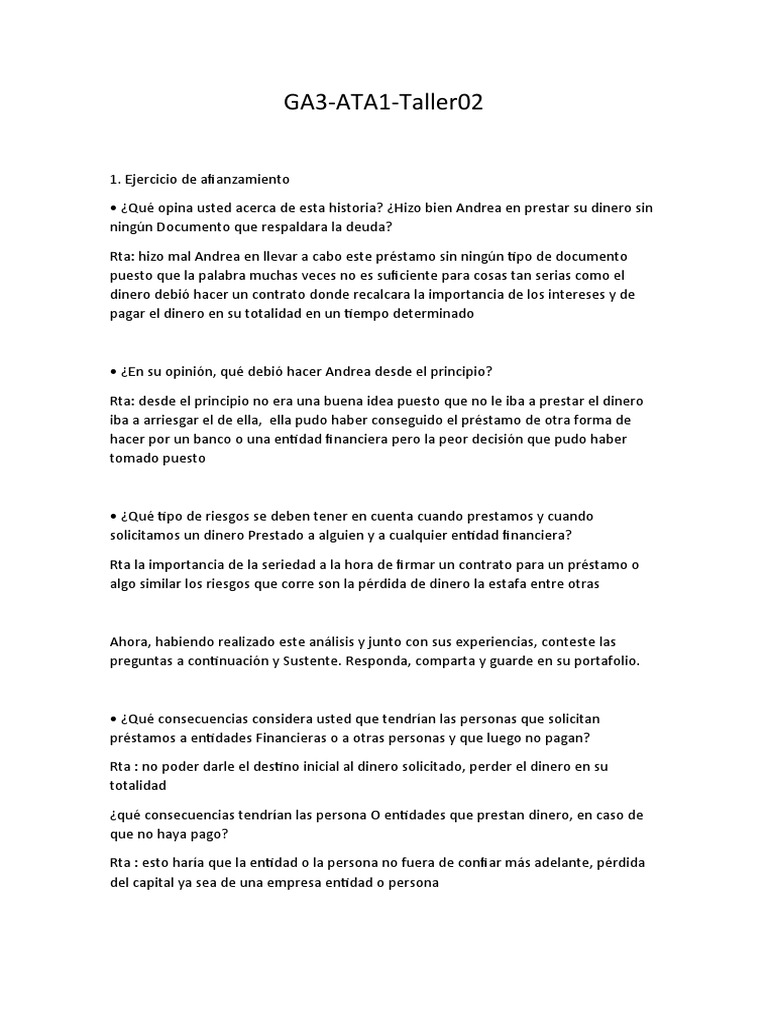 Ata 01 Taller 02 Video | PDF | Bancos | Contabilidad