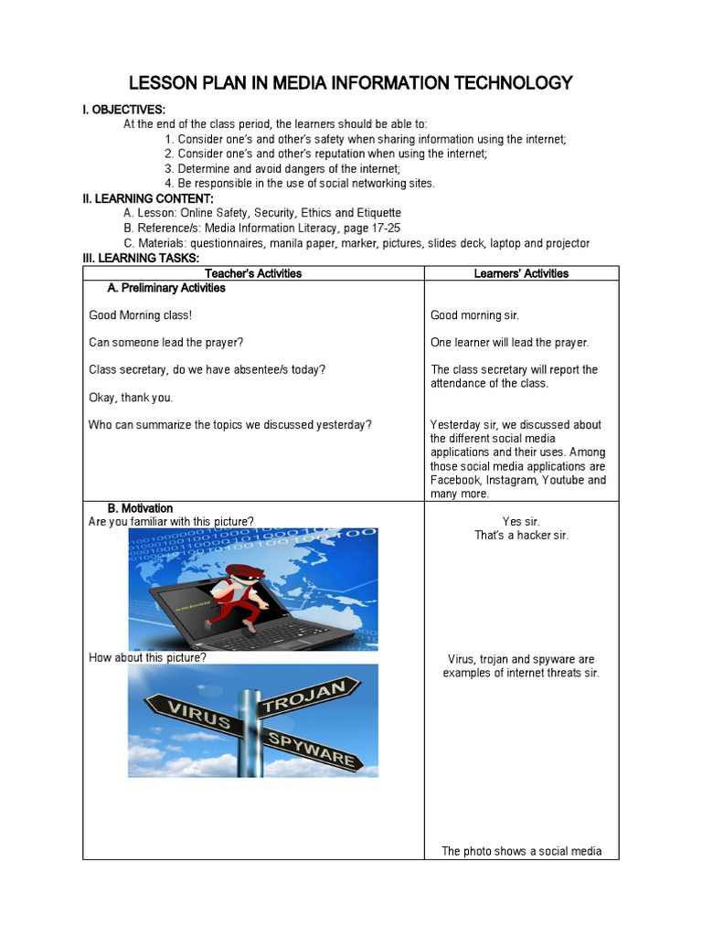 Online Safety Lesson for Students | PDF | Malware | Social Media