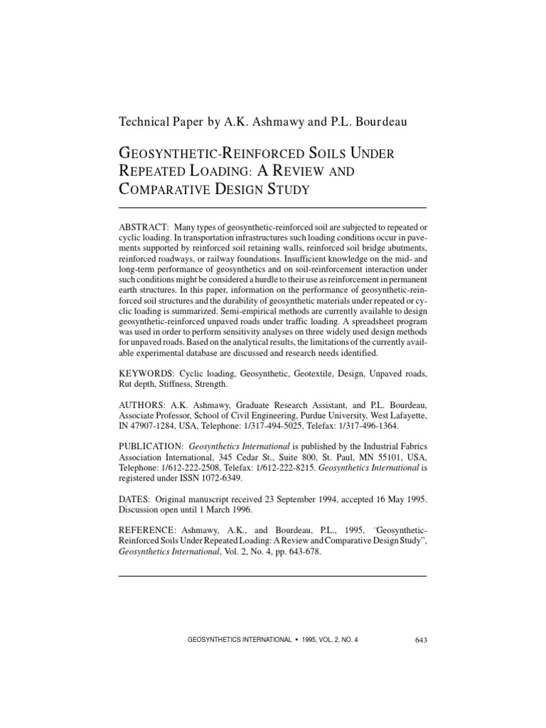 Geosynthetic-Reinforced Soils Under Repeated Loading A Review and ... Geosynthetic-Reinforced Soils Under Repeated Loading A Review and ...
