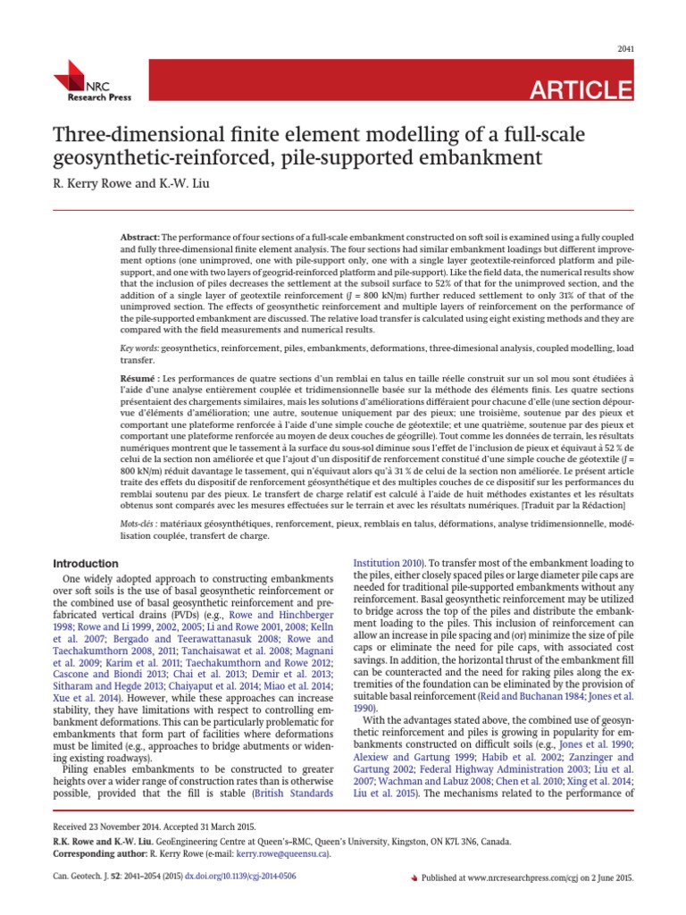 Three-Dimensional Finite Element Modelling of A Full-Scale Geosynthetic-Reinforced, Pile ...
