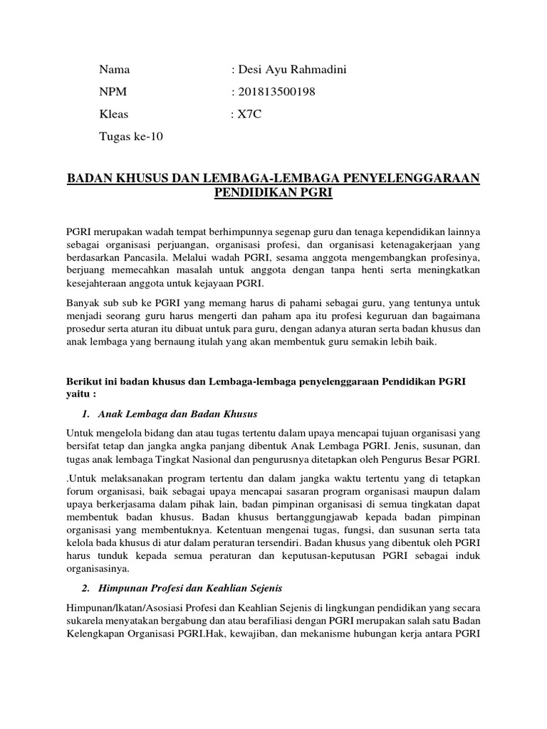 Desi Ayu Rahmadini (201813500198) x7c SP Pgri Tugas Ke - 10 | PDF