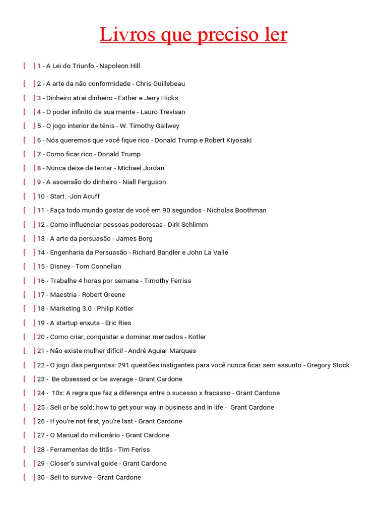 Livros Que Preciso Ler | PDF | Autoajuda