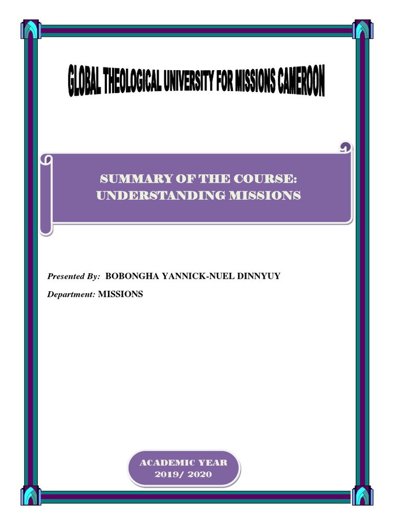 Summary of The Course: Understanding Missions: Presented By: Bobongha ...