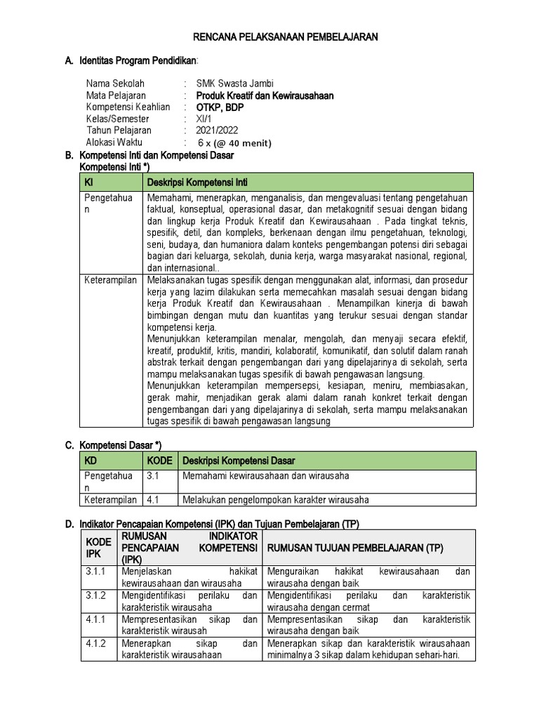 RPP KD 3.1 Xi Otkp | PDF
