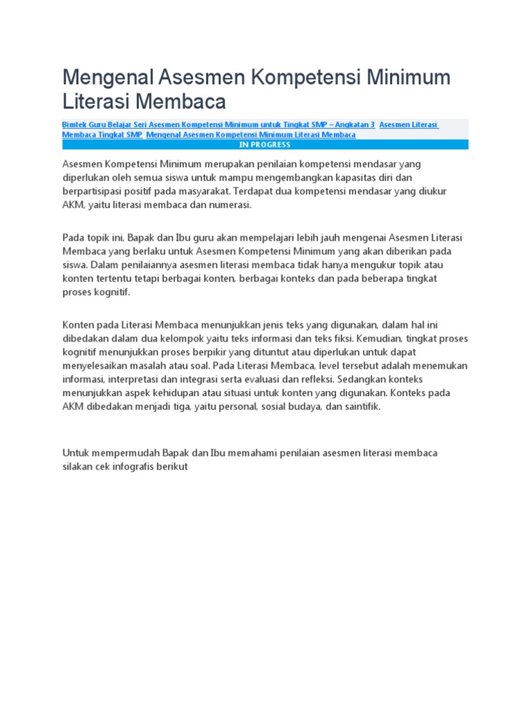 Asesmen Kompetensi Minimum Literasi Membaca Pdf