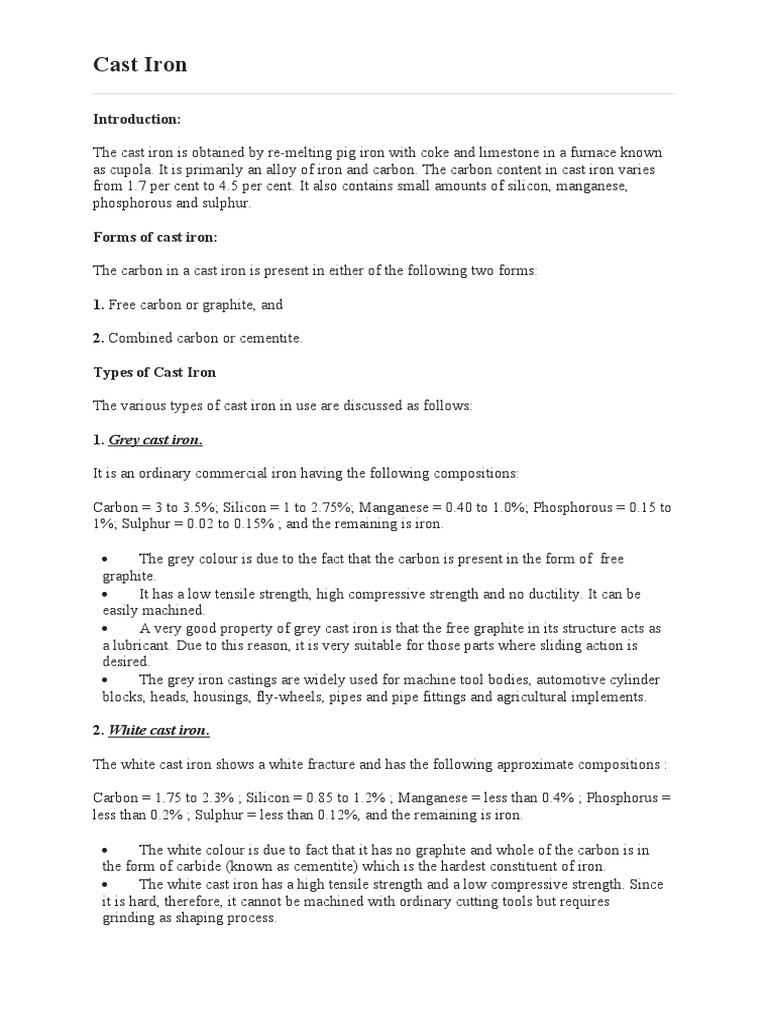 An In-Depth Look at the Different Types of Cast Iron: Their ...