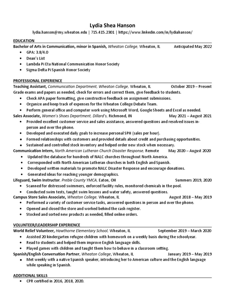 Lydia Hanson Resume 2021 - Updated 10-28-2021 | PDF