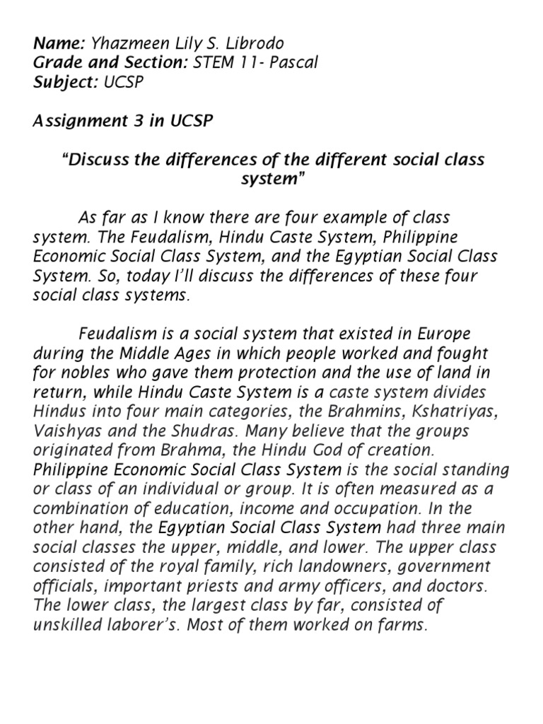 Differences in Social Class Systems | PDF