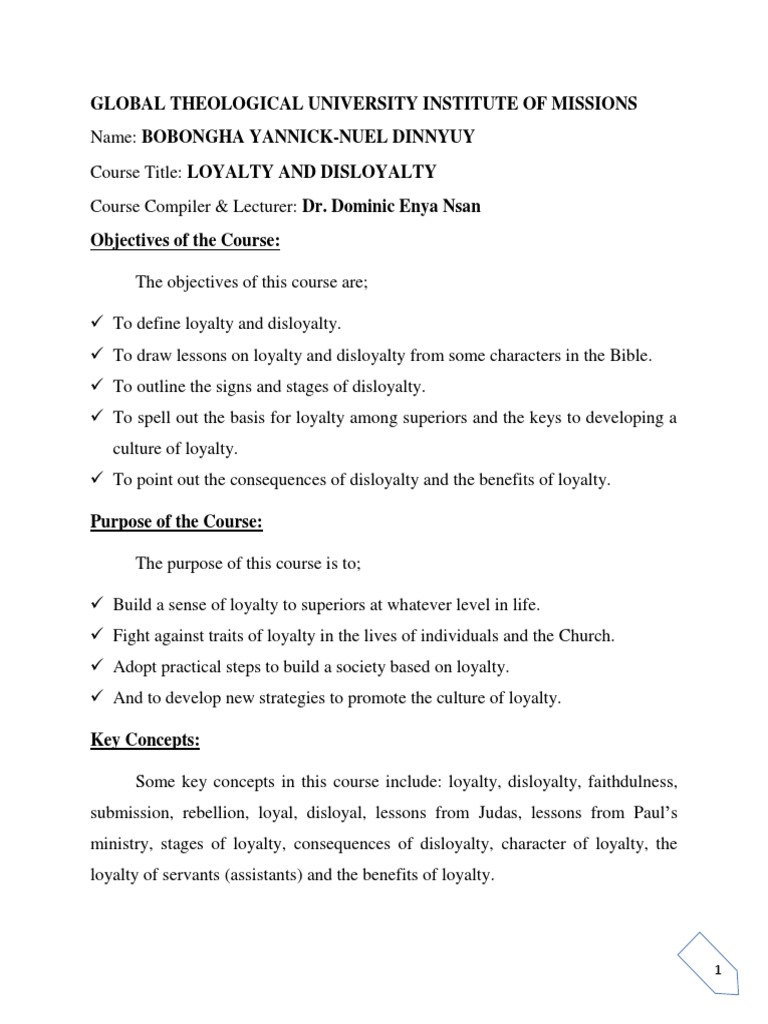 Loyalty and Disloyalty | PDF