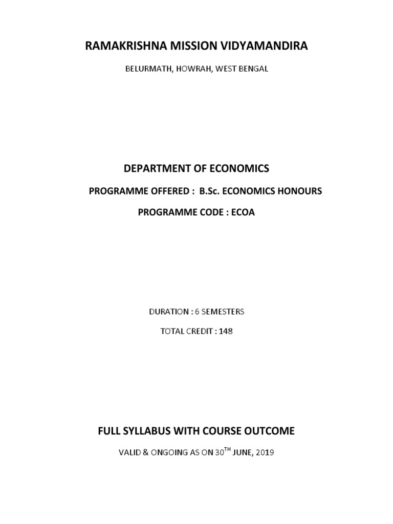 B.Sc. Economics Honours - Detailed Syllabus | PDF | Macroeconomics ...