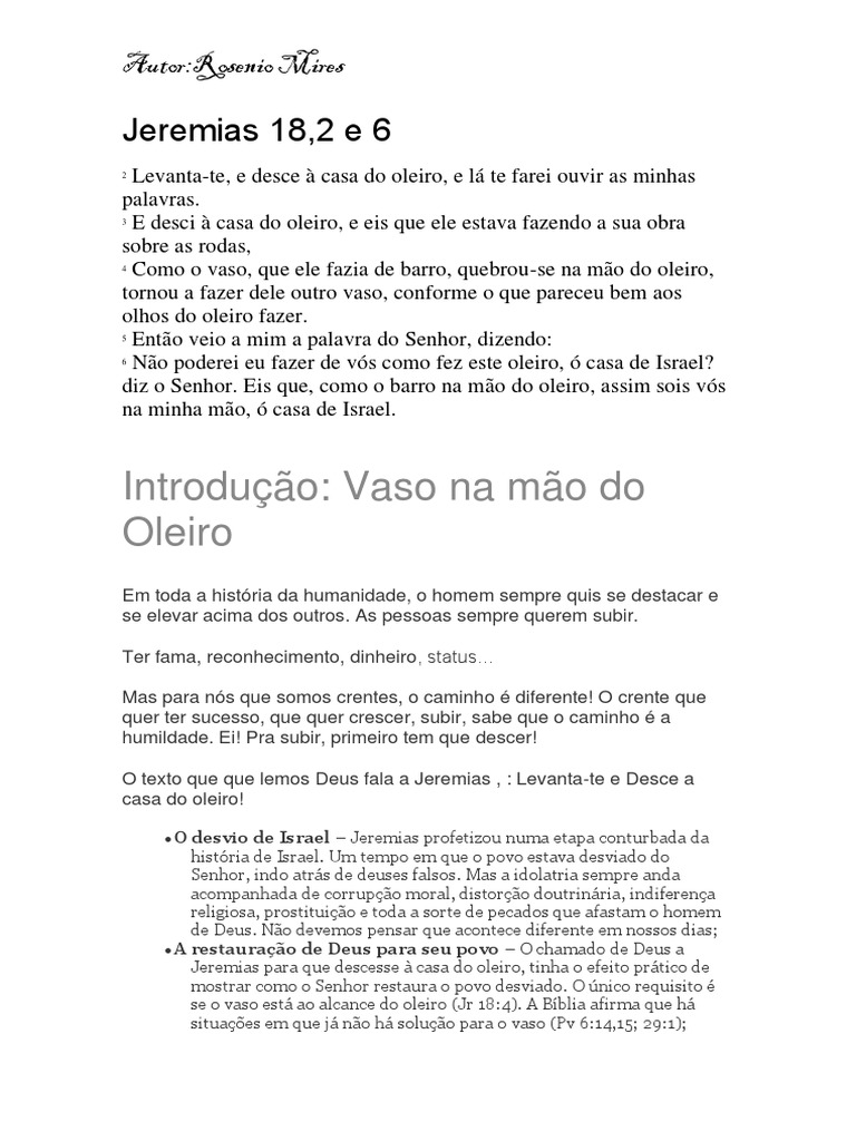 A Casa Do Oleiro Pdf Jeremias Cerâmica