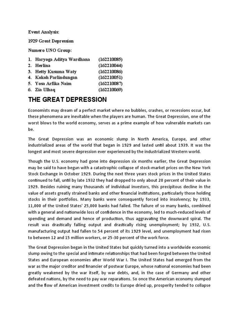 The Event Analysis of Great Depression | PDF | Great Depression ...