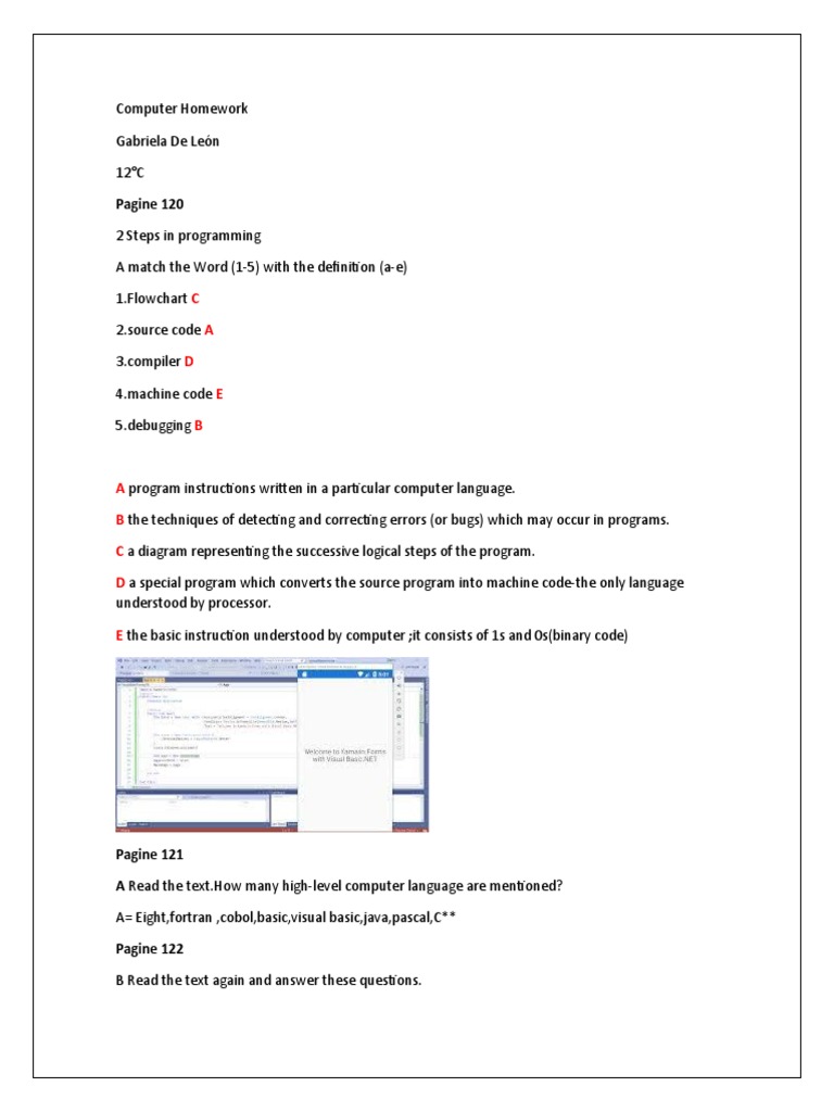 Computer Homework Pag 120 Infotech | PDF | Computer Programming ...