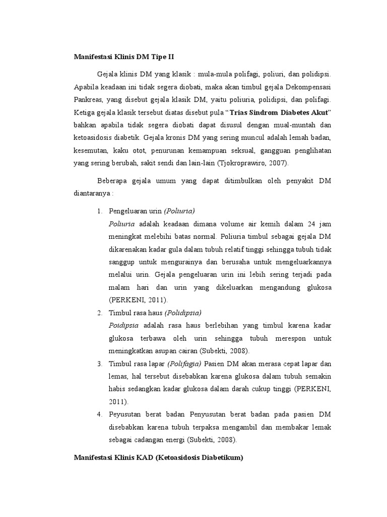 Manifestasi Klinis DM Tipe II | PDF