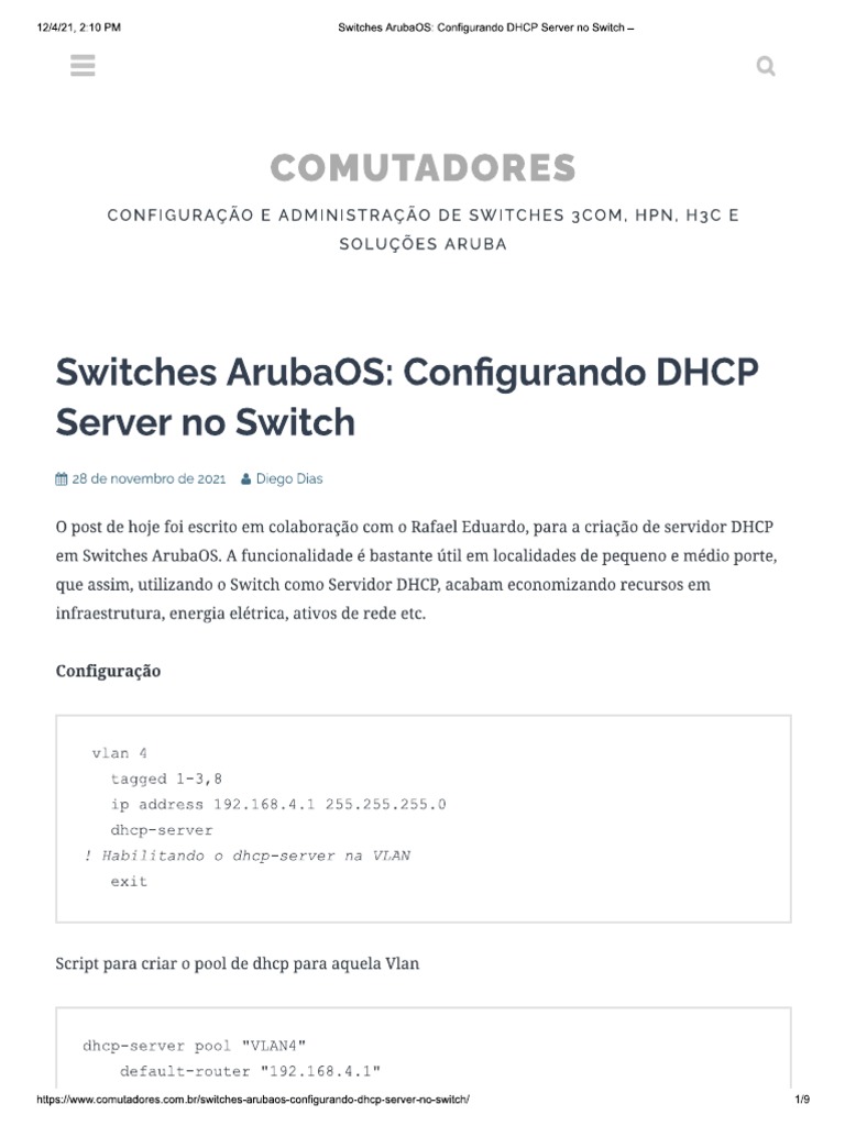DHCP Aruba | PDF