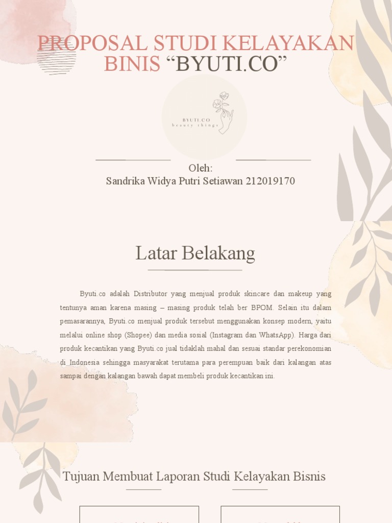 Proposal Studi Kelayakan Binis: "Byuti - Co" | PDF