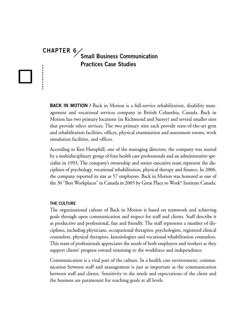 Business Communication Case Study | PDF | Physical Therapy | Communication